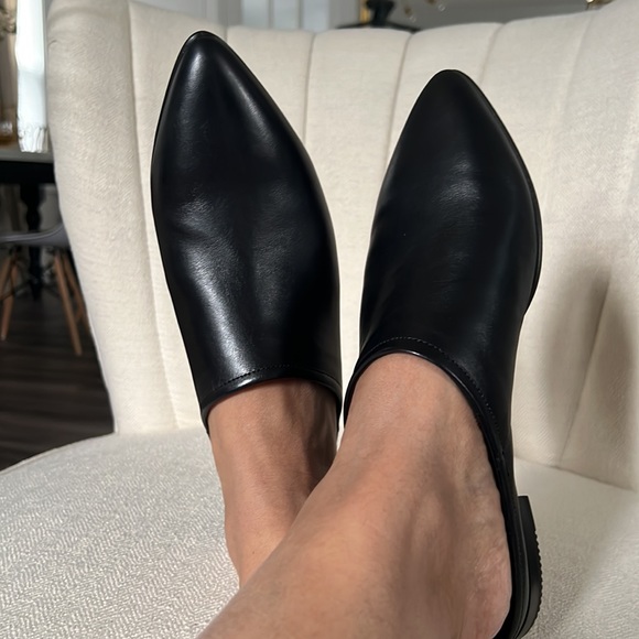 Ecco | Shoes | Ecco Black Leather Pointy Ballerina Mules 4 | Poshmark